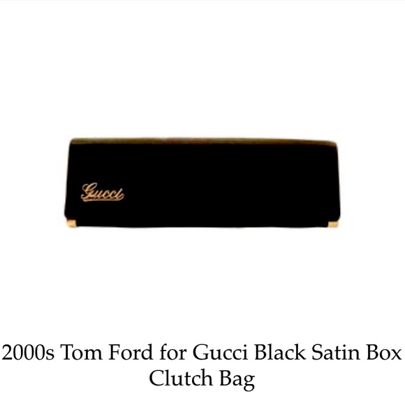 Gucci | Bags | 200s Tom Ford For Gucci Black Satin Box Clutch Bag ...